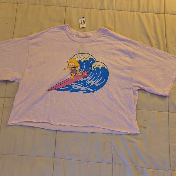 Simpsons | Tops | Surfing Simpsons Graphic Crop Top Light Purple | Poshmark